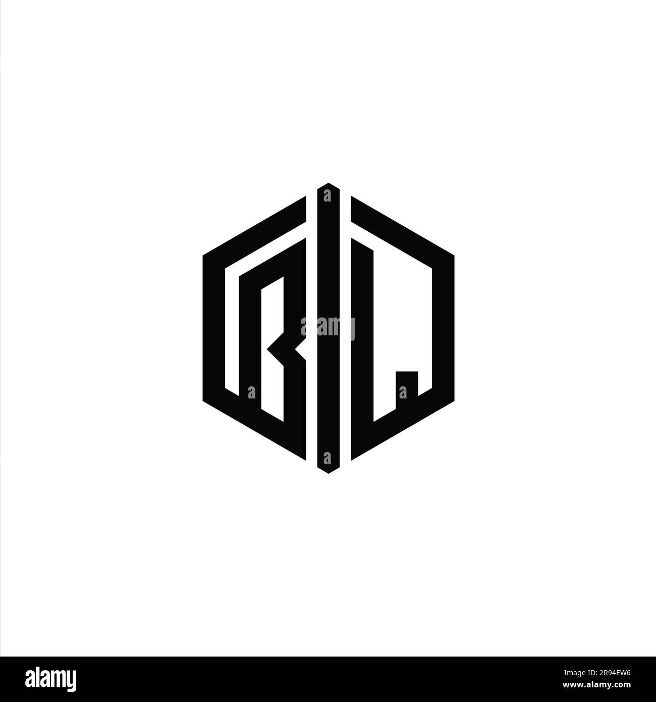 BL Letter Logo monogram hexagon shape with connect outline style design ...