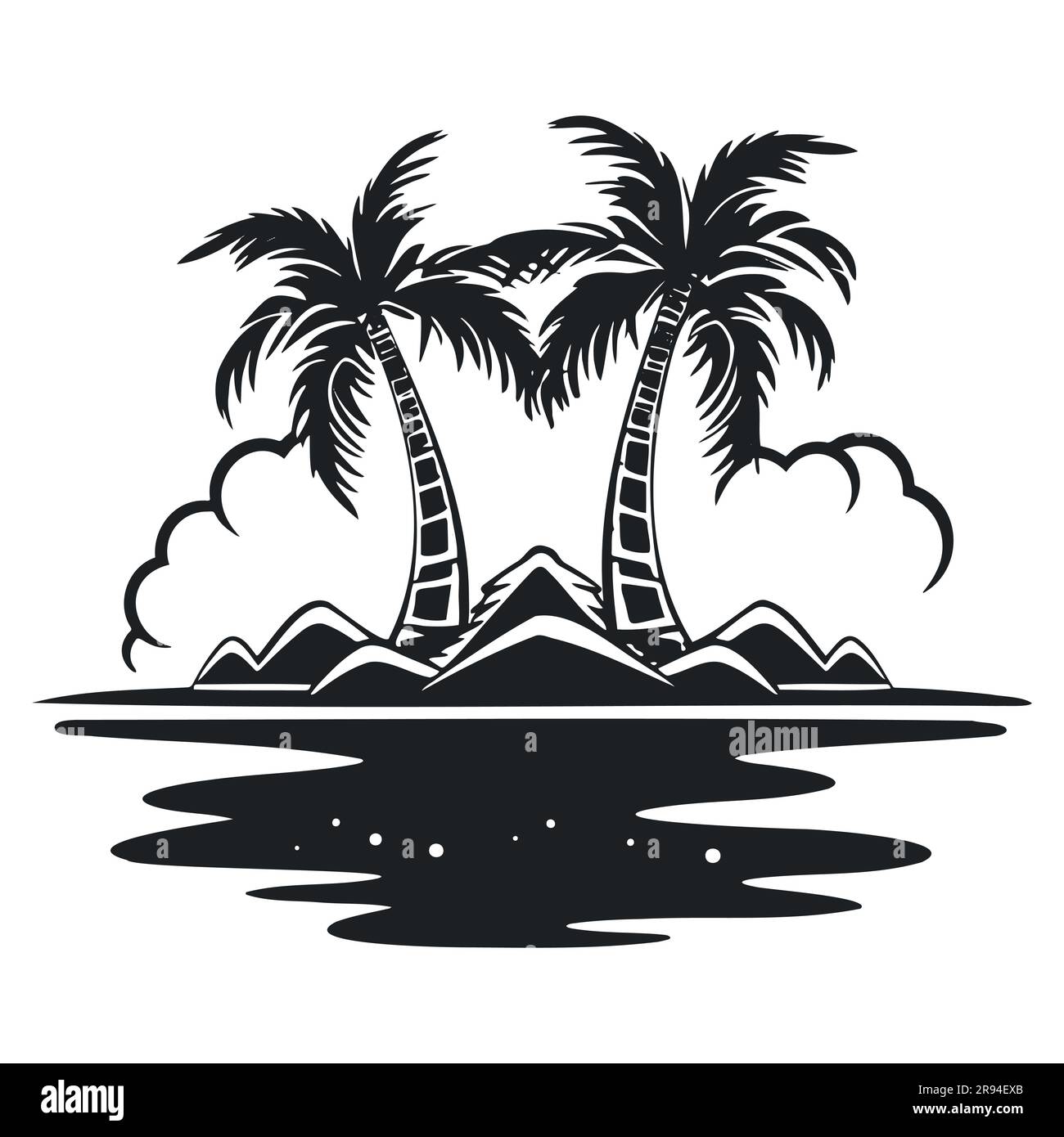 island with palm trees vector silhouette. EPS 10 Stock Vector Image & Art - Alamy