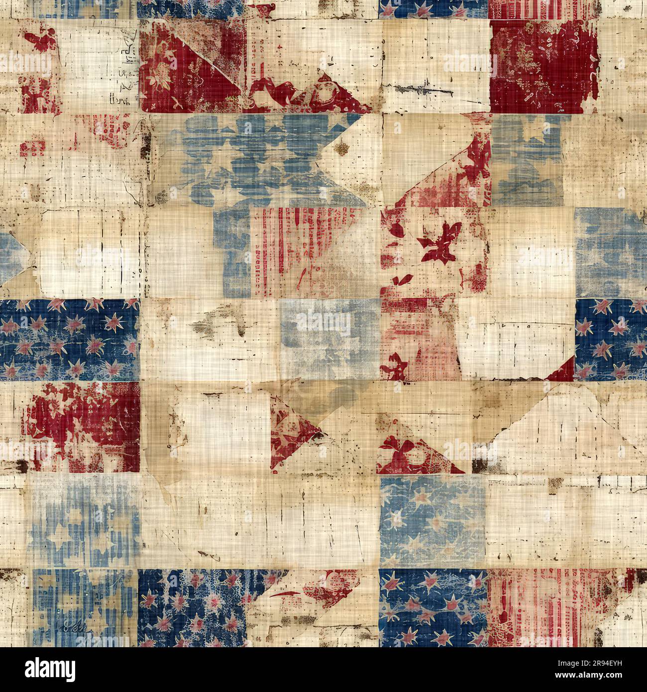 Rustic americana seamless pattern in traditional red, white and blue ...