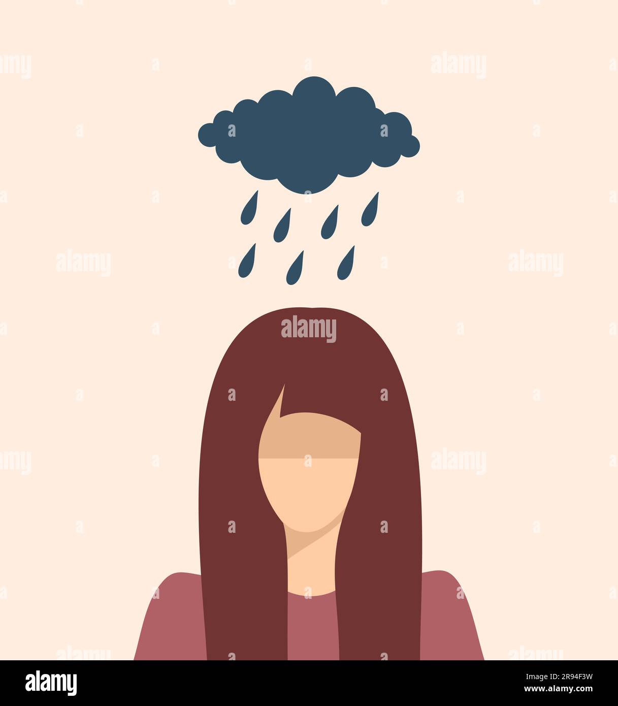 Sad young woman and a rain drops Stock Vector Images - Alamy