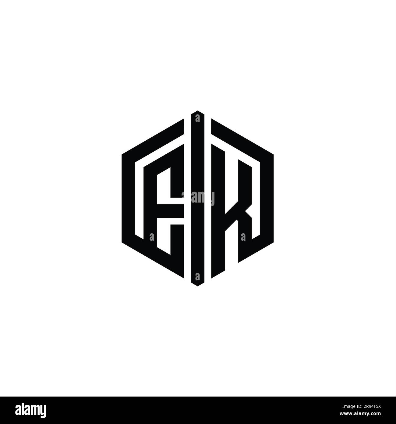 EK Letter Logo monogram hexagon shape with connect outline style design template Stock Photo - Alamy
