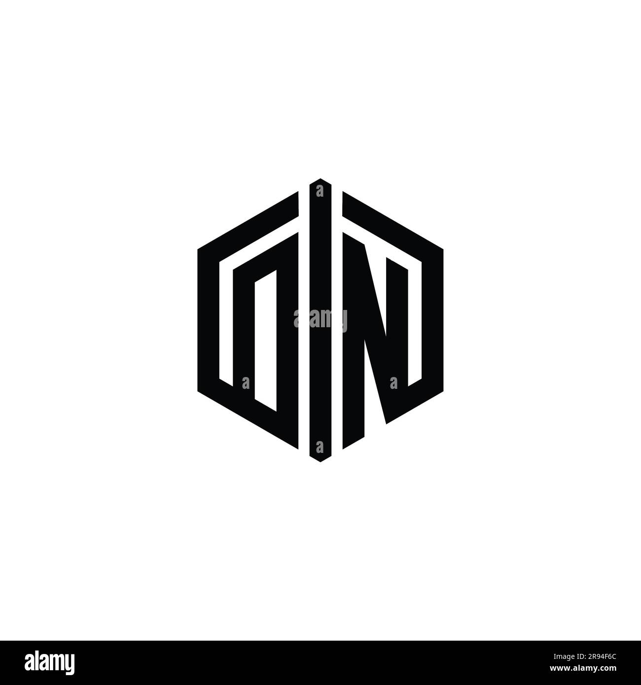 DN Letter Logo monogram hexagon shape with connect outline style design ...