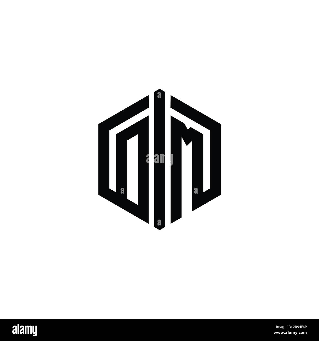 DM Letter Logo monogram hexagon shape with connect outline style design ...