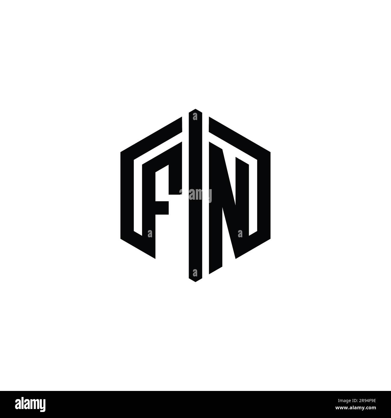 FN Letter Logo monogram hexagon shape with connect outline style design template Stock Photo - Alamy