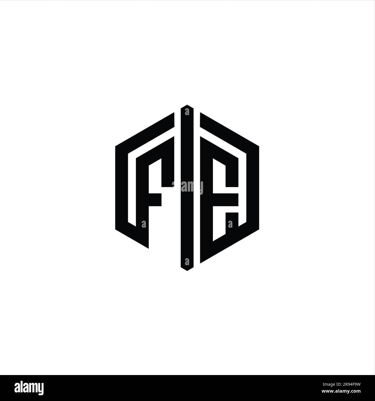 FE Letter Logo monogram hexagon shape with connect outline style design template Stock Photo - Alamy