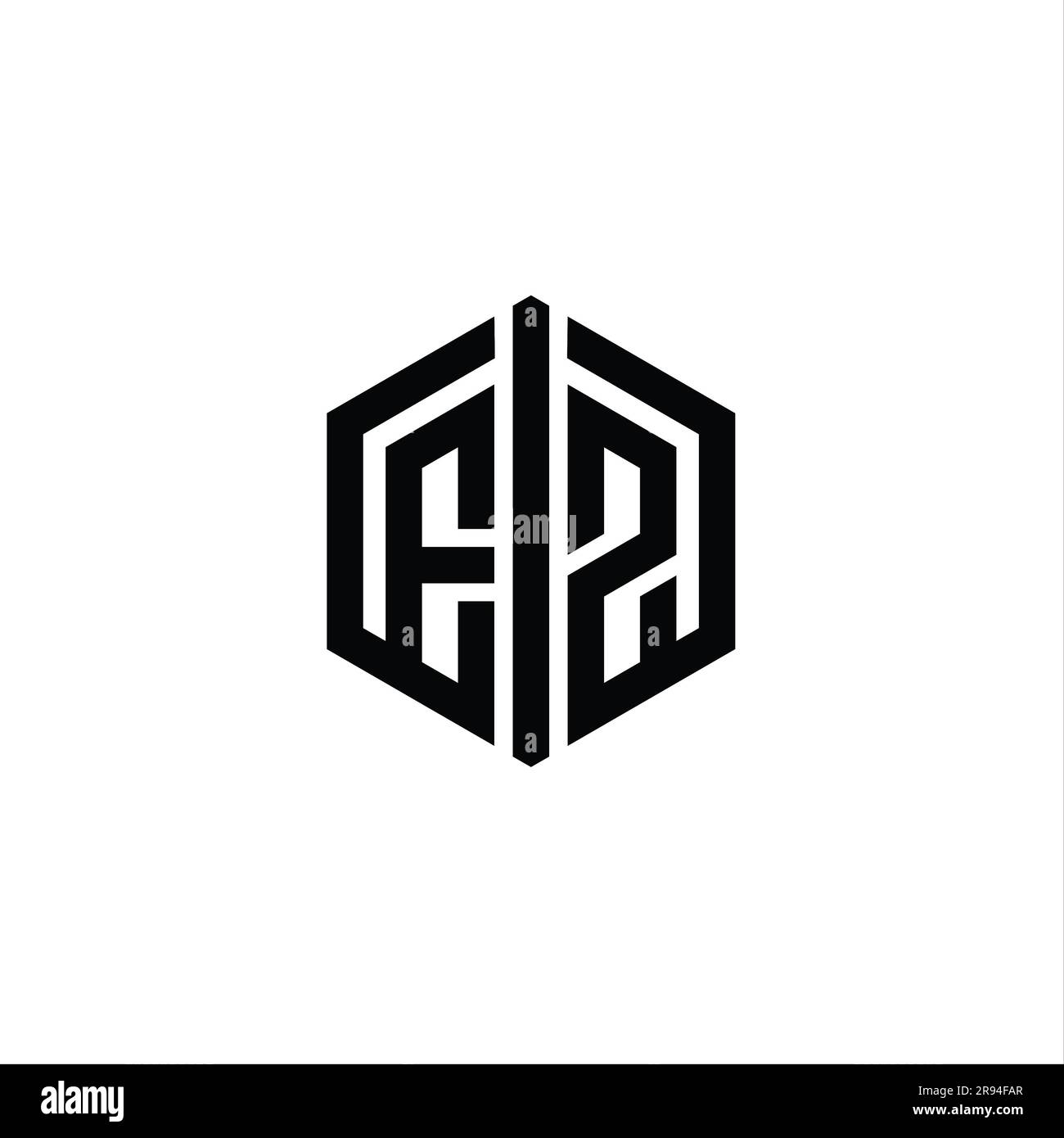 EZ Letter Logo monogram hexagon shape with connect outline style design template Stock Photo - Alamy