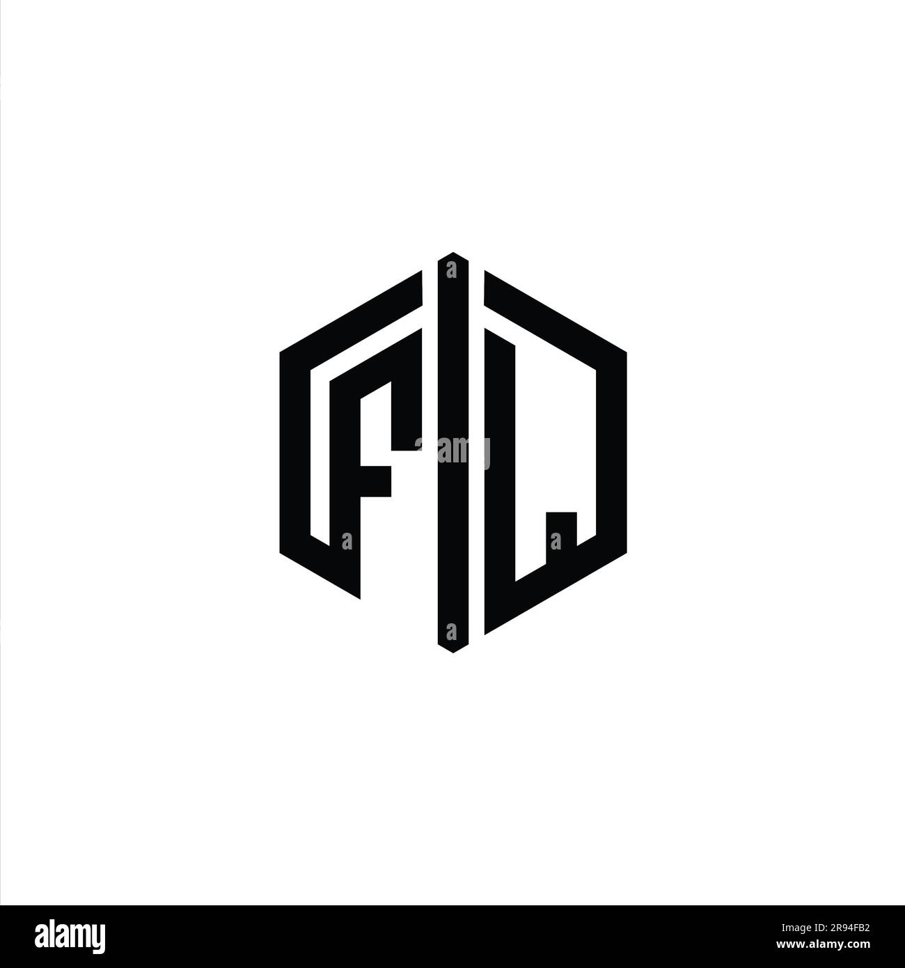FL Letter Logo monogram hexagon shape with connect outline style design ...
