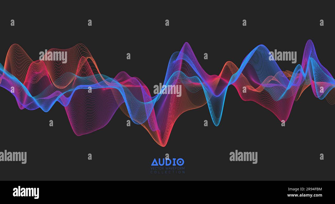 3d Audio Soundwave Colorful Music Pulse Oscillation Glowing Impulse Pattern Stock Vector Image