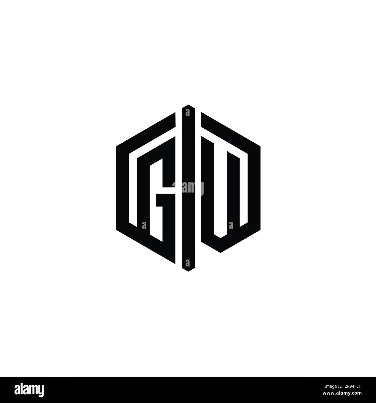 GV Letter Logo monogram hexagon shape with connect outline style design ...
