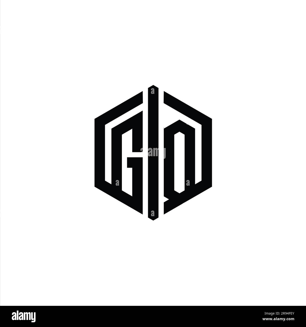 GQ Letter Logo monogram hexagon shape with connect outline style design ...