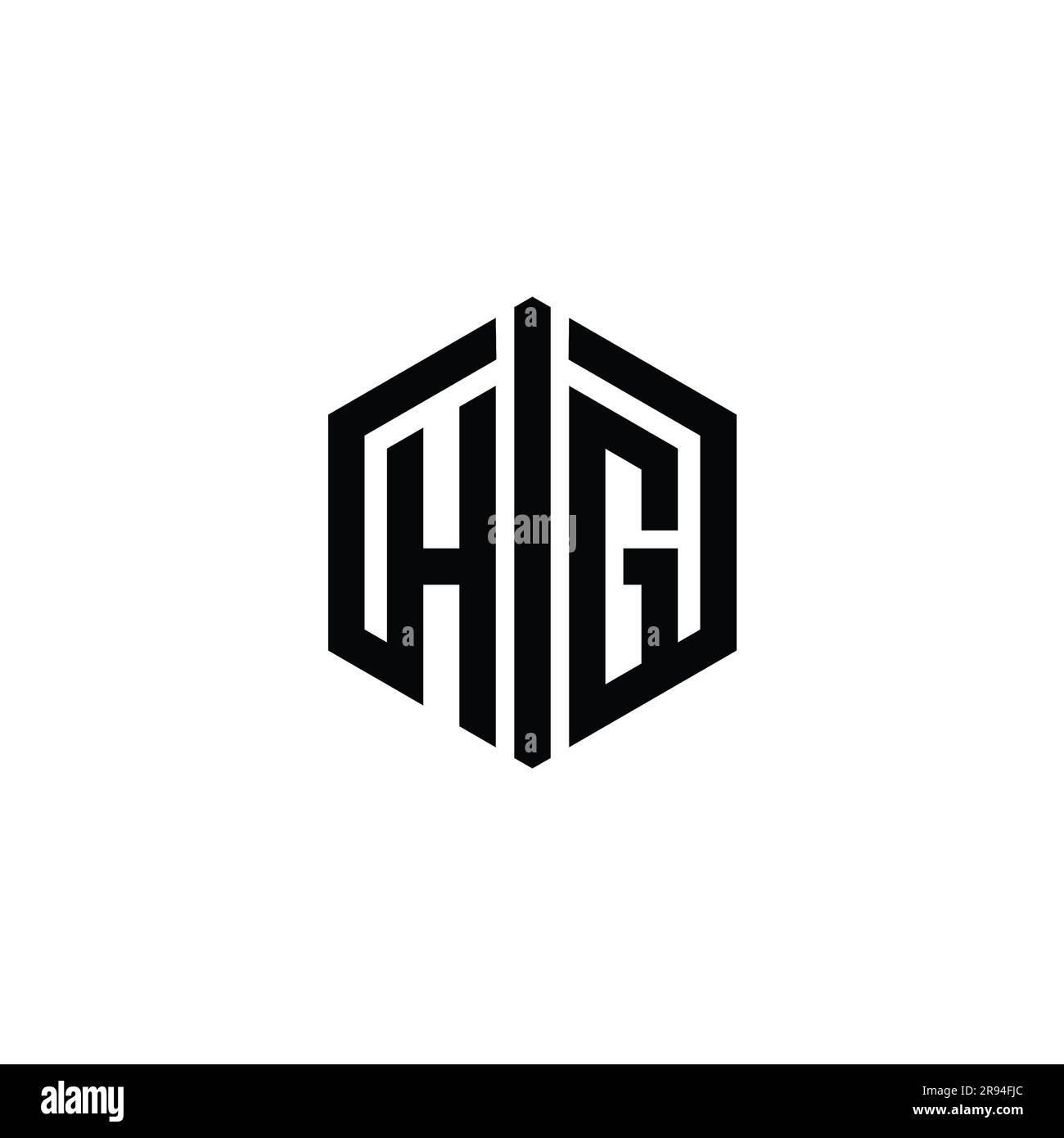 HG Letter Logo monogram hexagon shape with connect outline style design ...