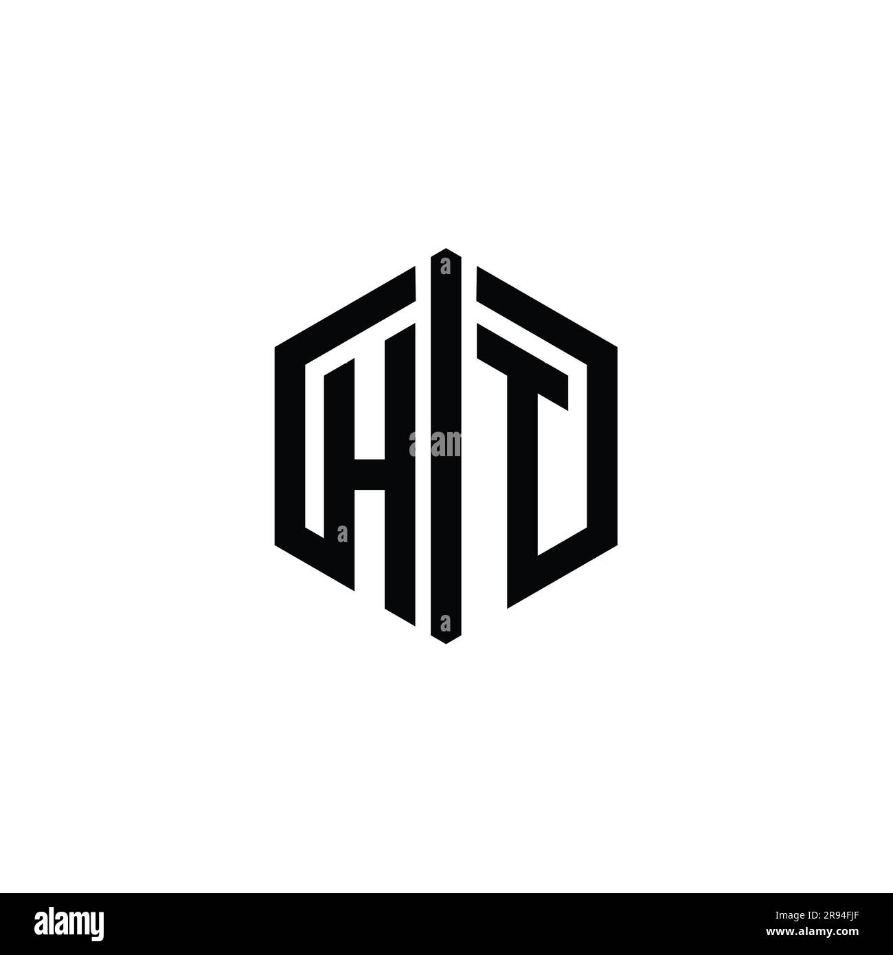 HT Letter Logo monogram hexagon shape with connect outline style design ...