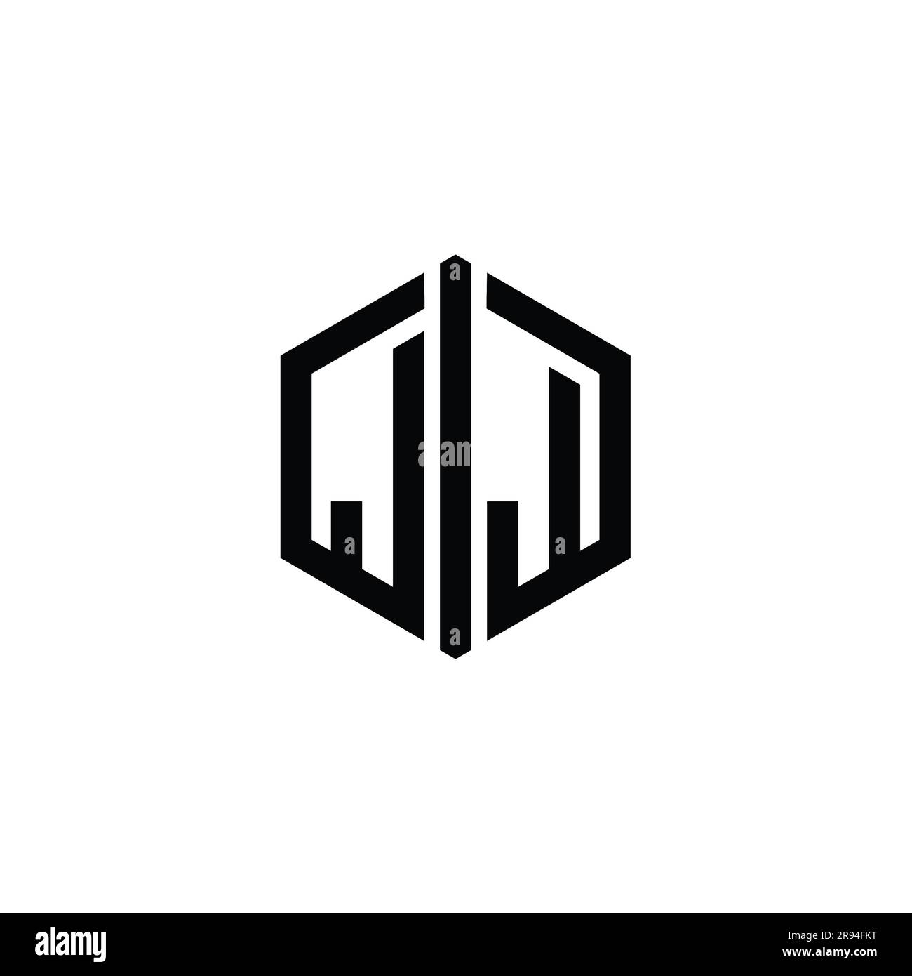 JJ Letter Logo monogram hexagon shape with connect outline style design ...
