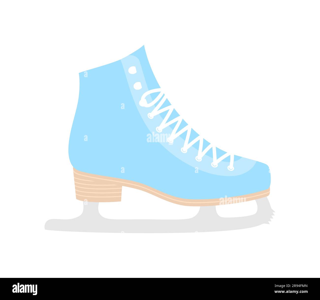 Side view of blue ice figure skate isolated on white background. Flat ...