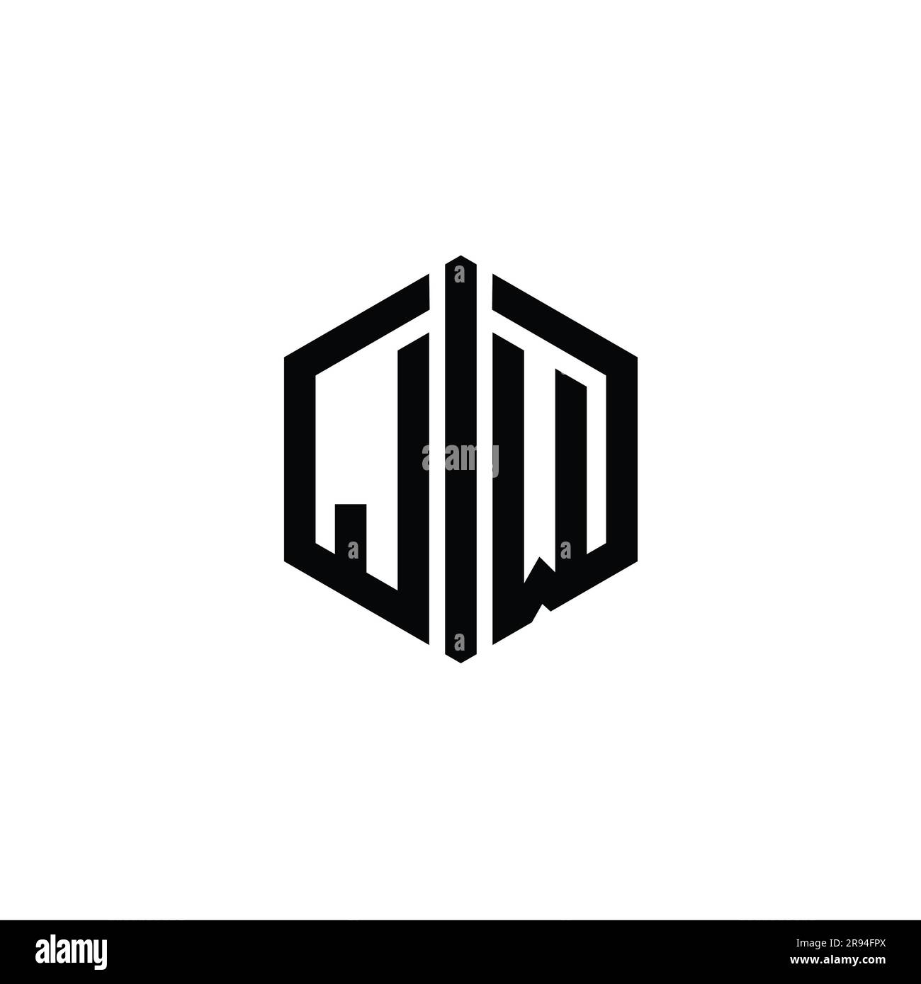JW Letter Logo monogram hexagon shape with connect outline style design template Stock Photo - Alamy