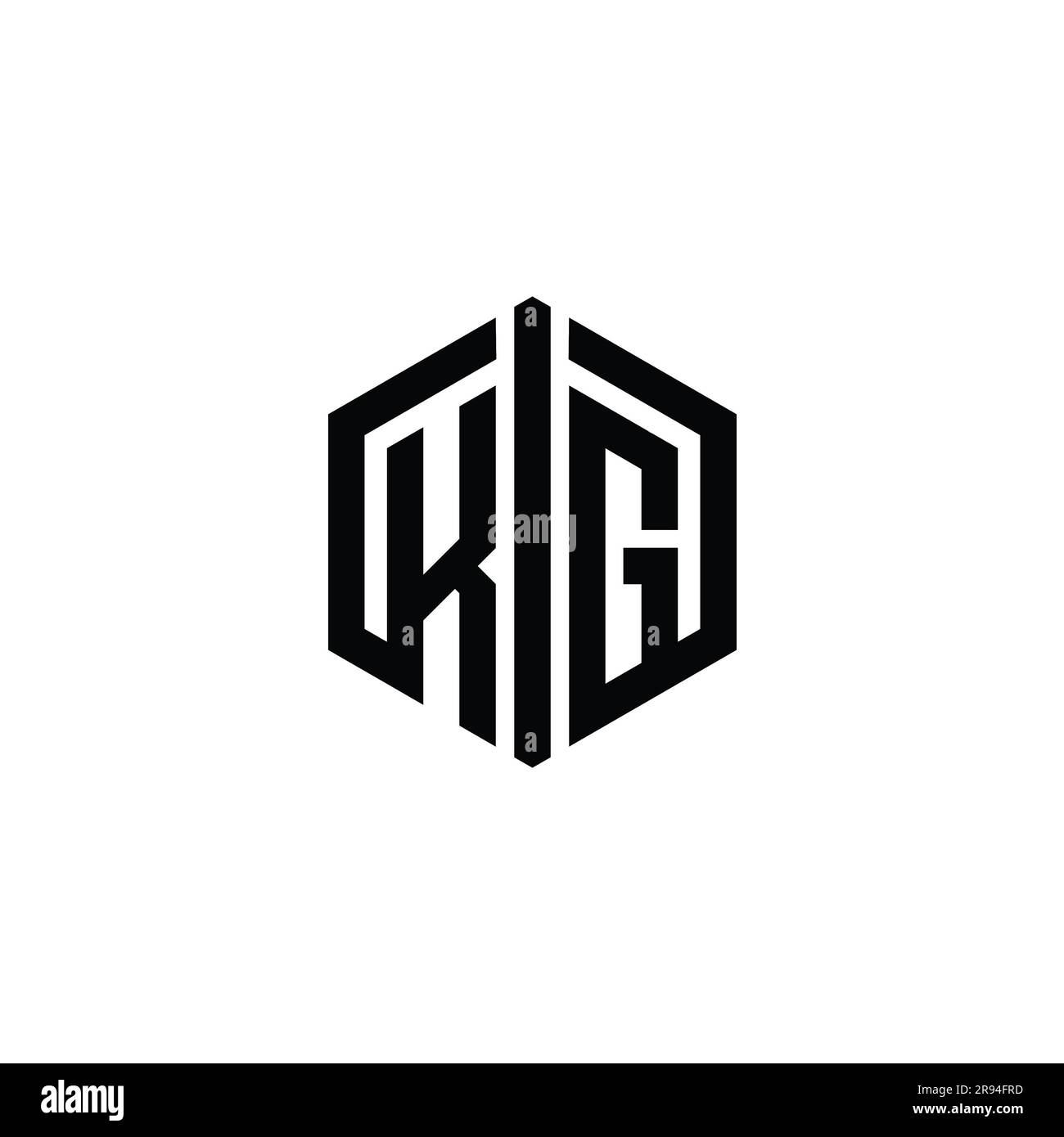 KG Letter Logo monogram hexagon shape with connect outline style design ...