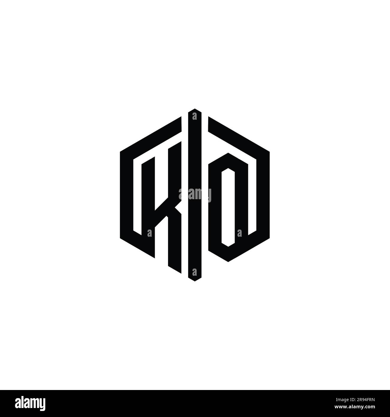 KO Letter Logo monogram hexagon shape with connect outline style design template Stock Photo - Alamy