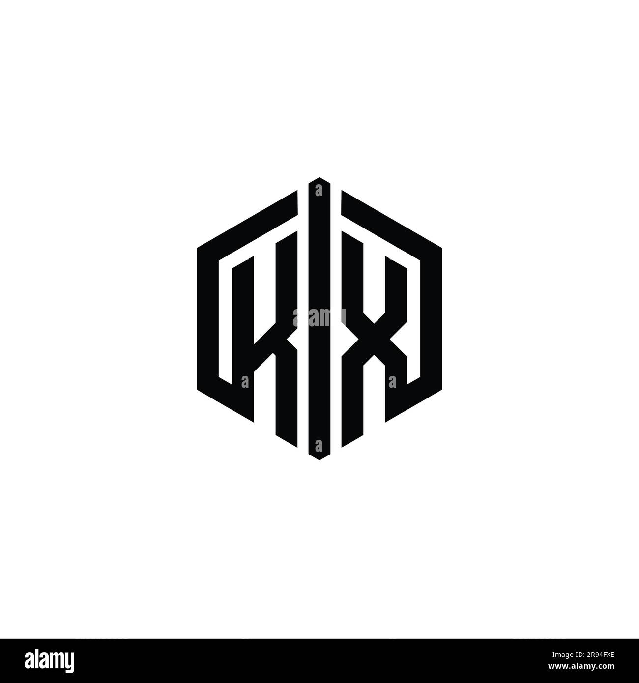 KX Letter Logo monogram hexagon shape with connect outline style design template Stock Photo - Alamy