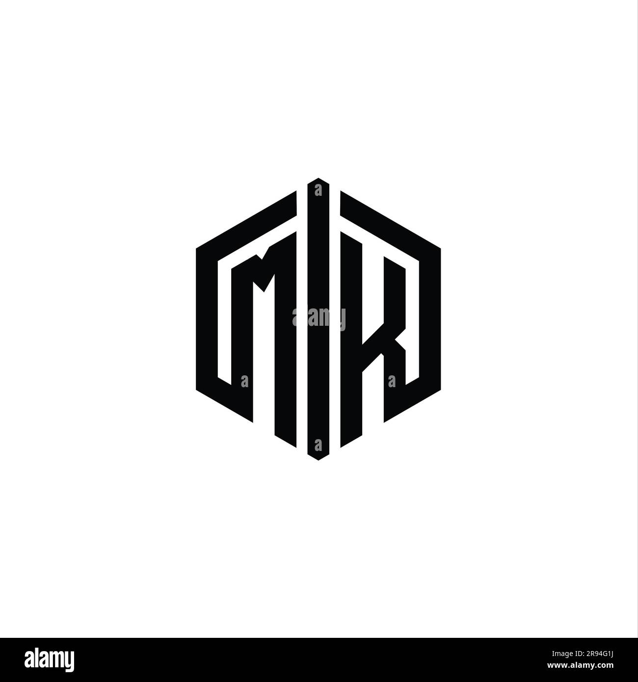 MK Letter Logo monogram hexagon shape with connect outline style design ...
