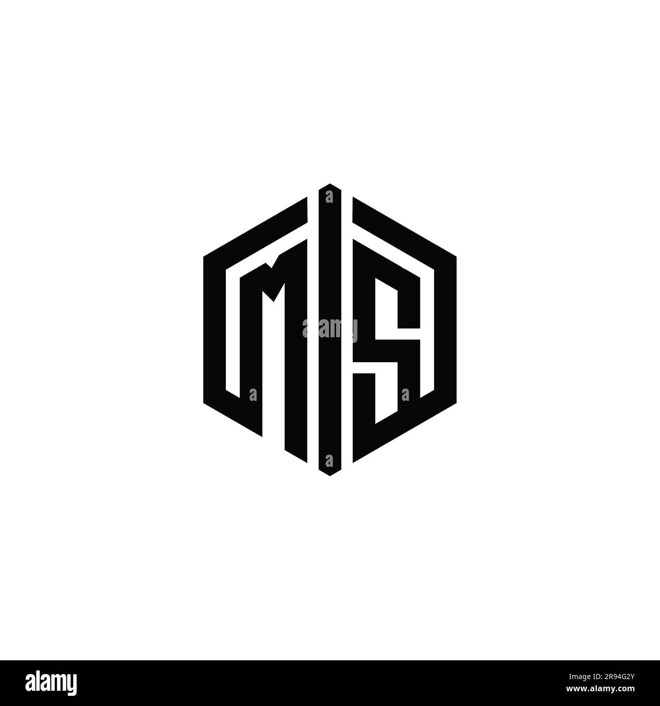 MS Letter Logo monogram hexagon shape with connect outline style design ...