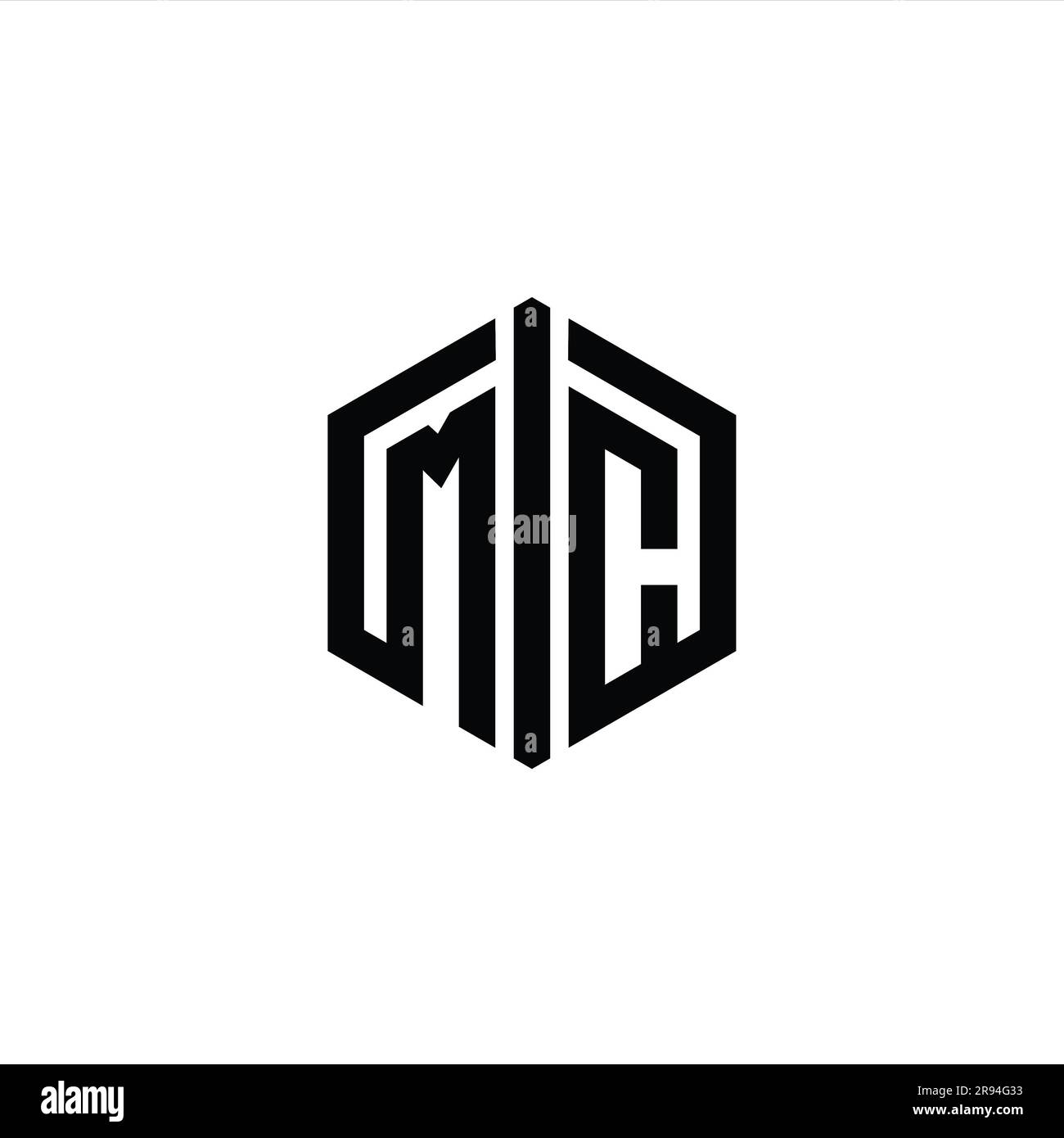 MC Letter Logo monogram hexagon shape with connect outline style design ...