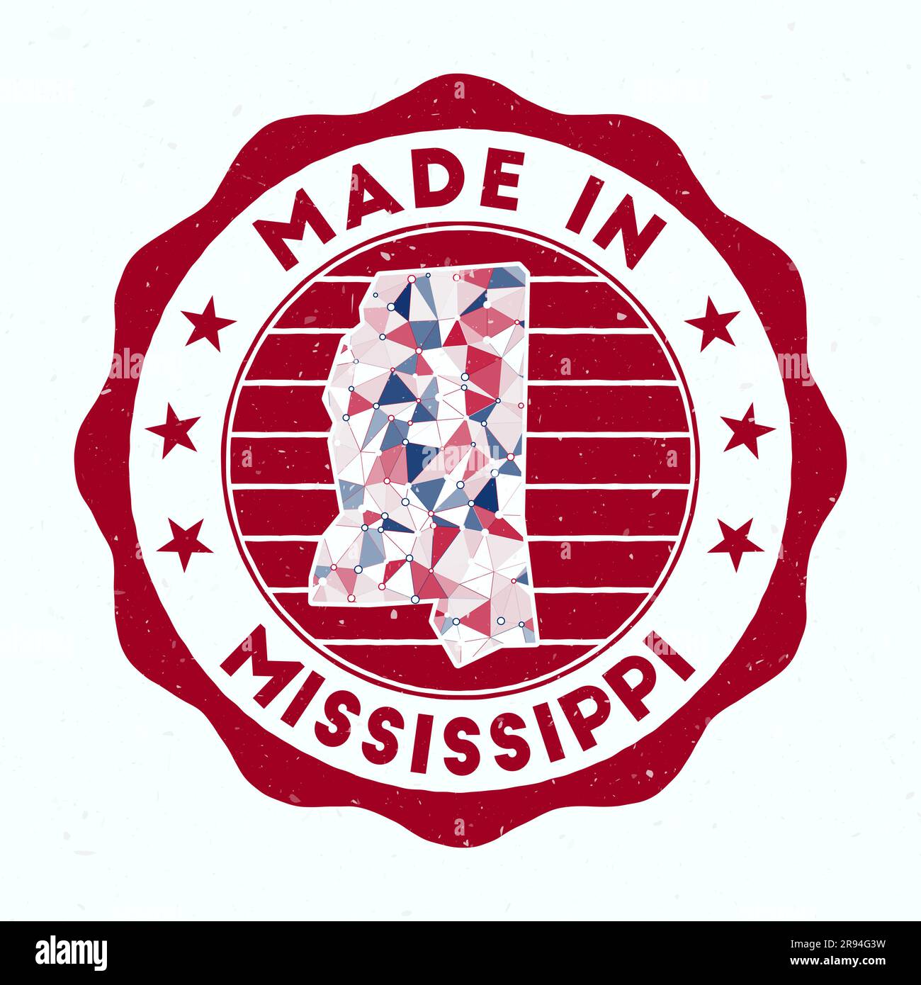 Made In Mississippi. US state round stamp. Seal of Mississippi with ...