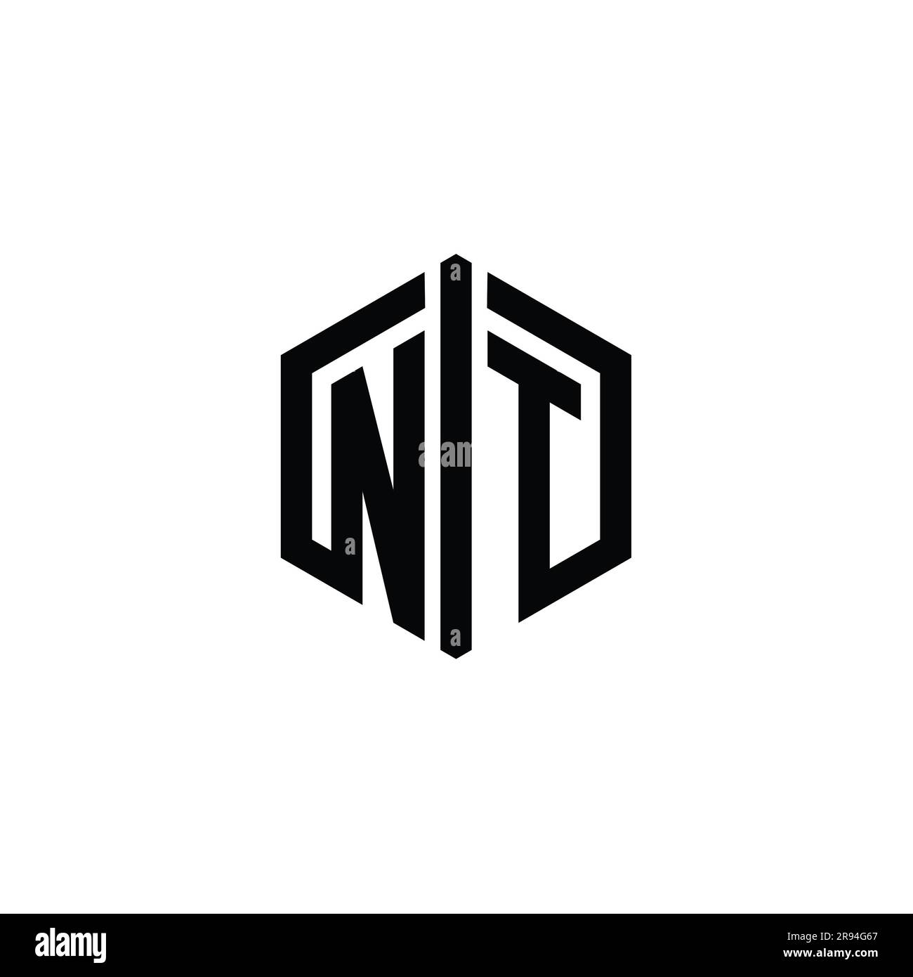 NT Letter Logo monogram hexagon shape with connect outline style design ...