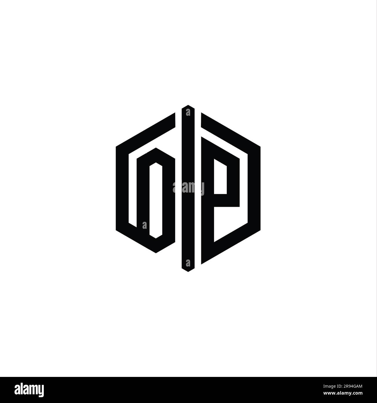OP Letter Logo monogram hexagon shape with connect outline style design ...