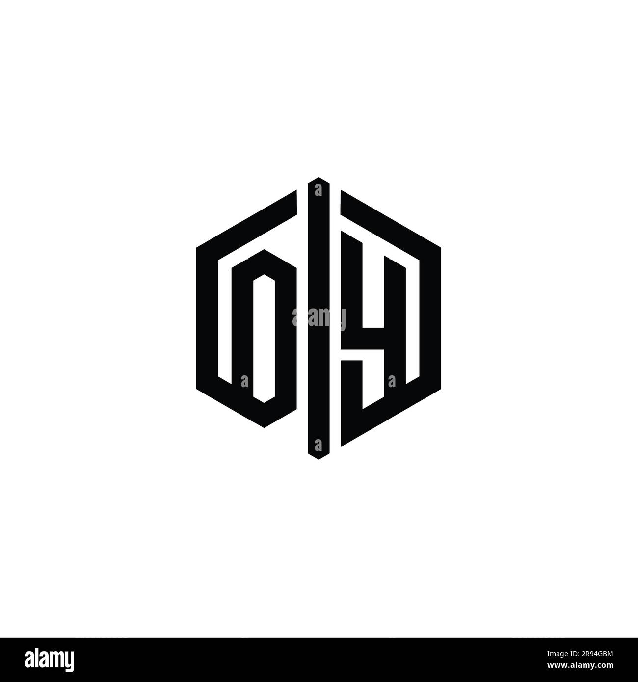 OY Letter Logo monogram hexagon shape with connect outline style design ...