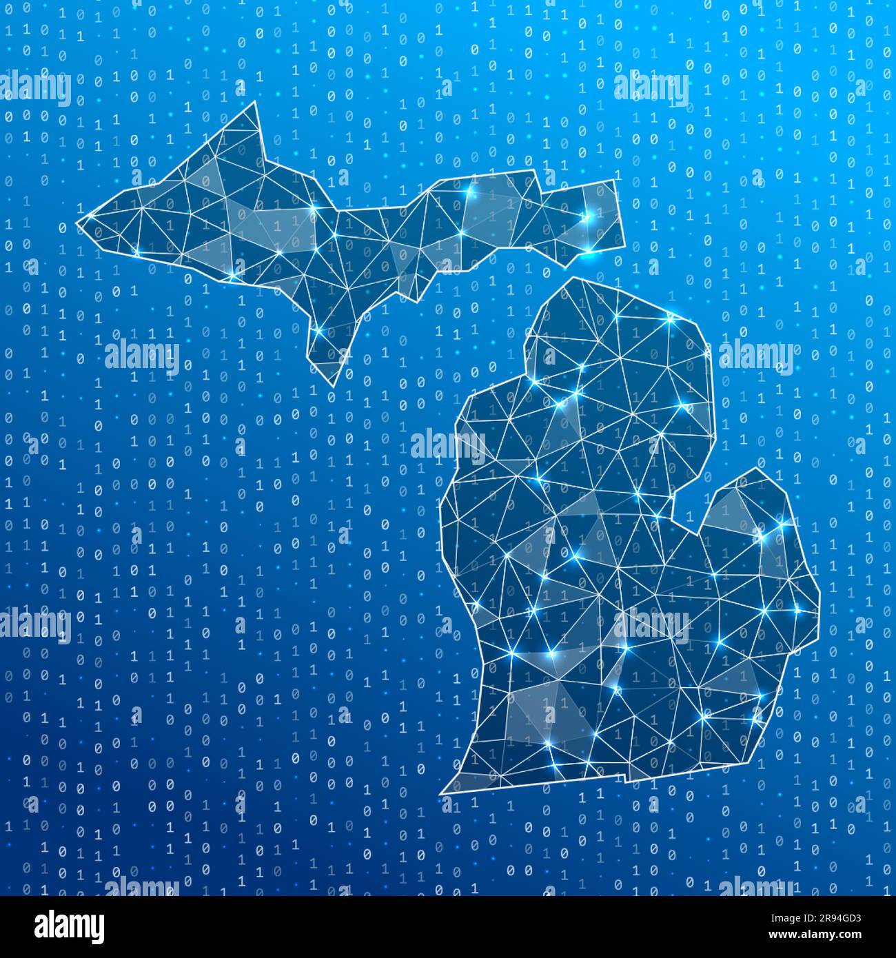 Network Map Of Michigan Us State Digital Connections Map Technology Internet Network