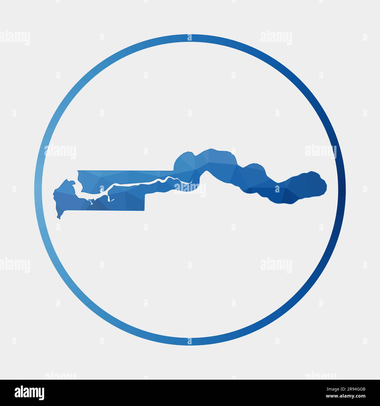 Gambia icon. Polygonal map of the country in gradient ring. Round low poly Gambia sign. Vector ...