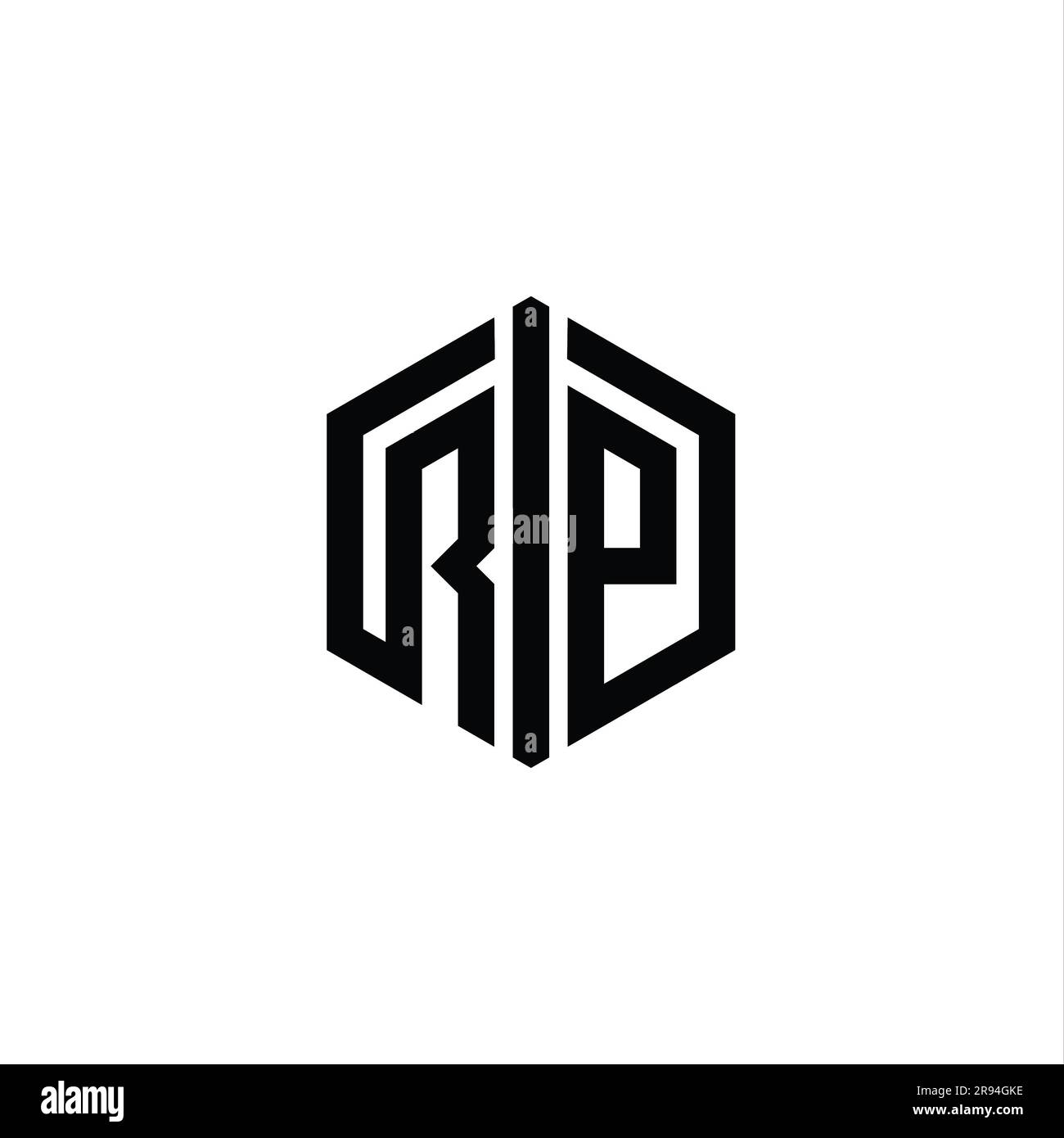 RP Letter Logo monogram hexagon shape with connect outline style design ...