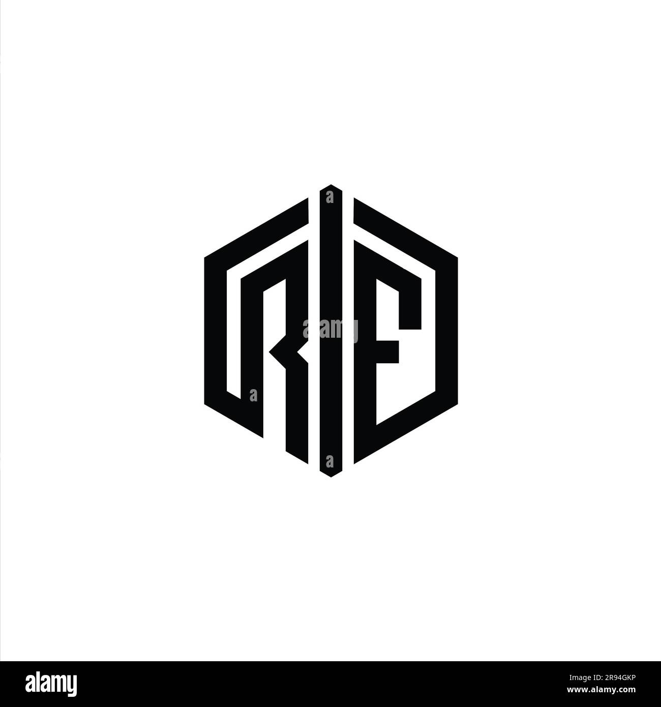 RF Letter Logo monogram hexagon shape with connect outline style design template Stock Photo - Alamy