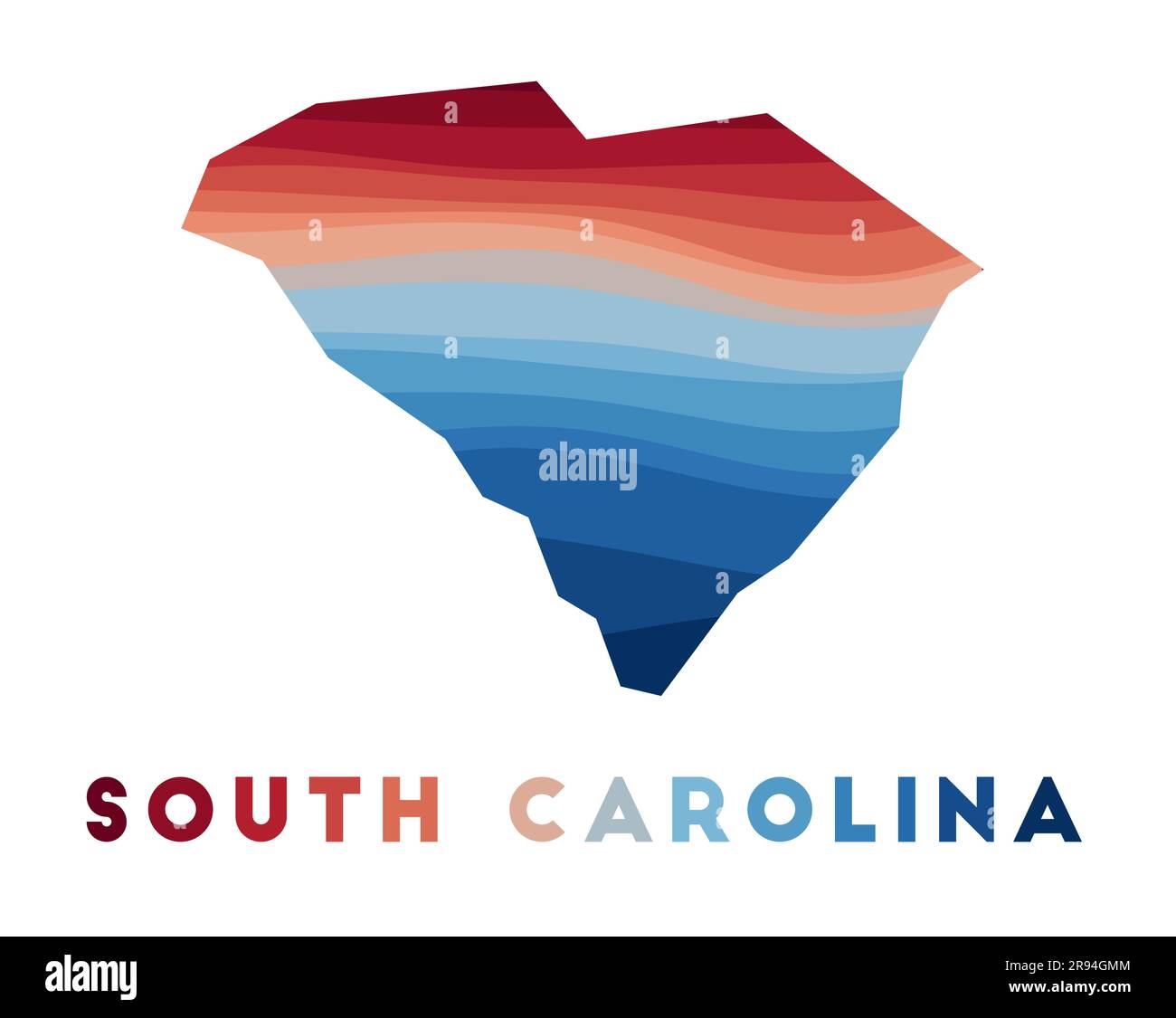 South Carolina map. Map of the us state with beautiful geometric waves ...
