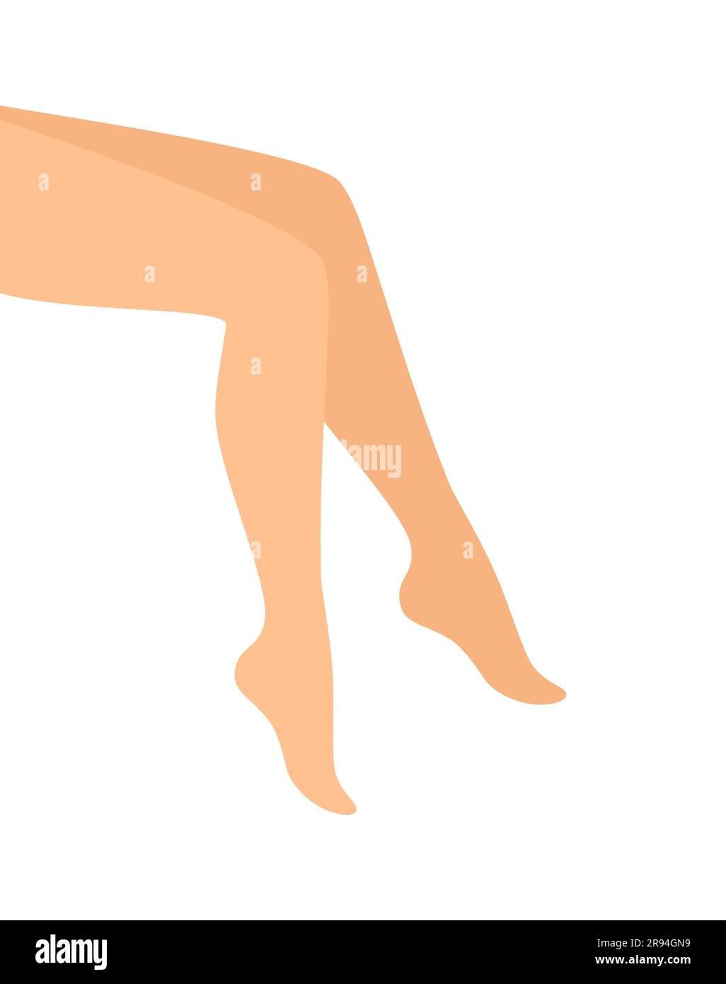 Beautiful female legs on a white background, side view. Flat vector ...
