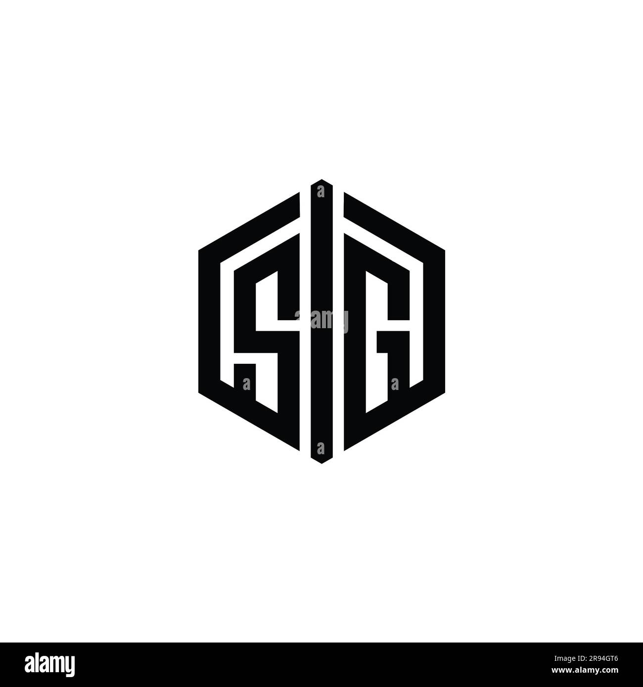 SG Letter Logo monogram hexagon shape with connect outline style design ...