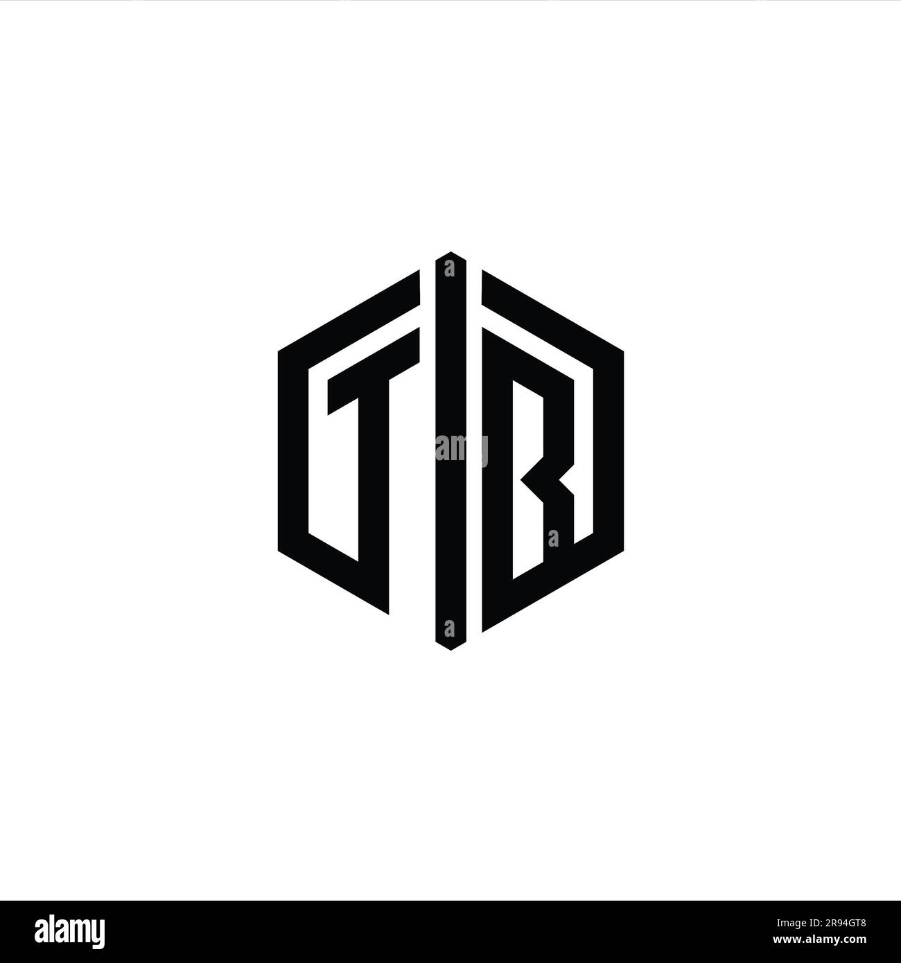 TB Letter Logo monogram hexagon shape with connect outline style design ...