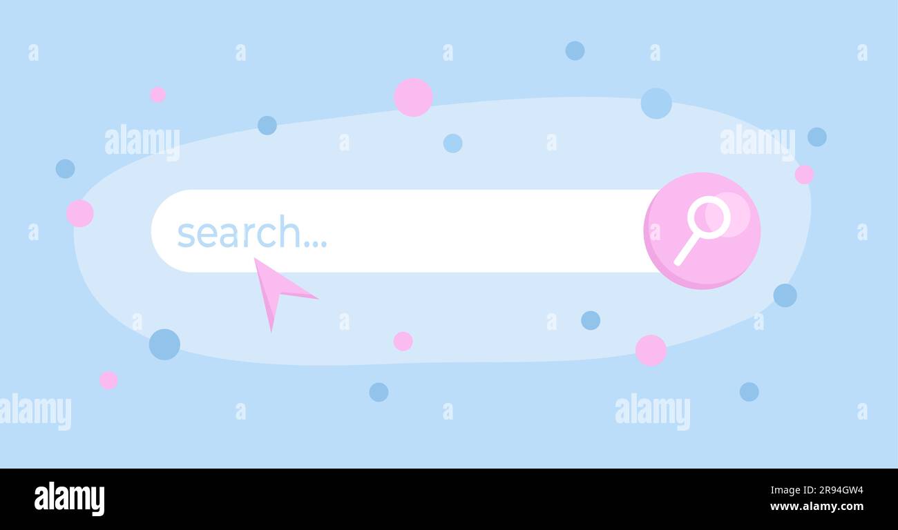Search bar with mouse cursor on an blue background. Flat vector ...