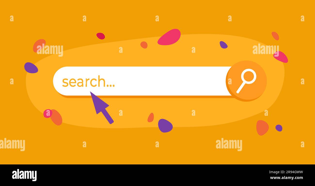 Search bar with mouse cursor on an orange background. Flat vector illustration Stock Vector ...