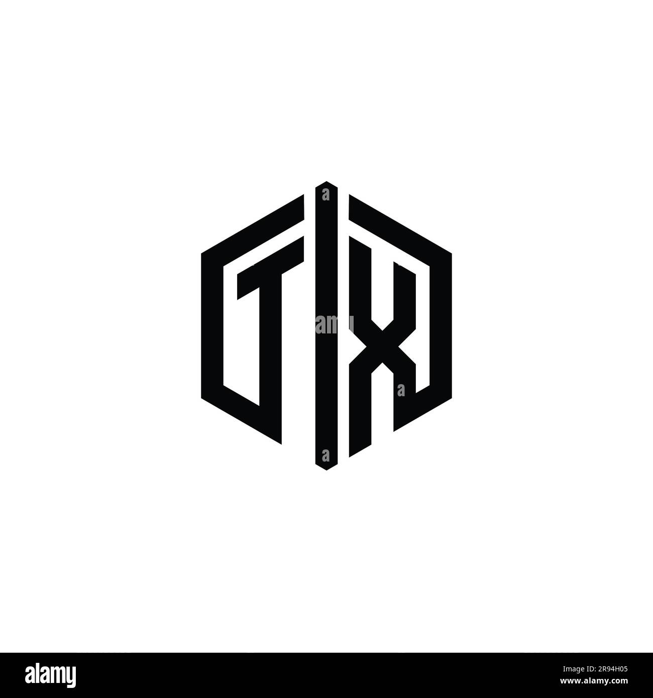 TX Letter Logo monogram hexagon shape with connect outline style design ...