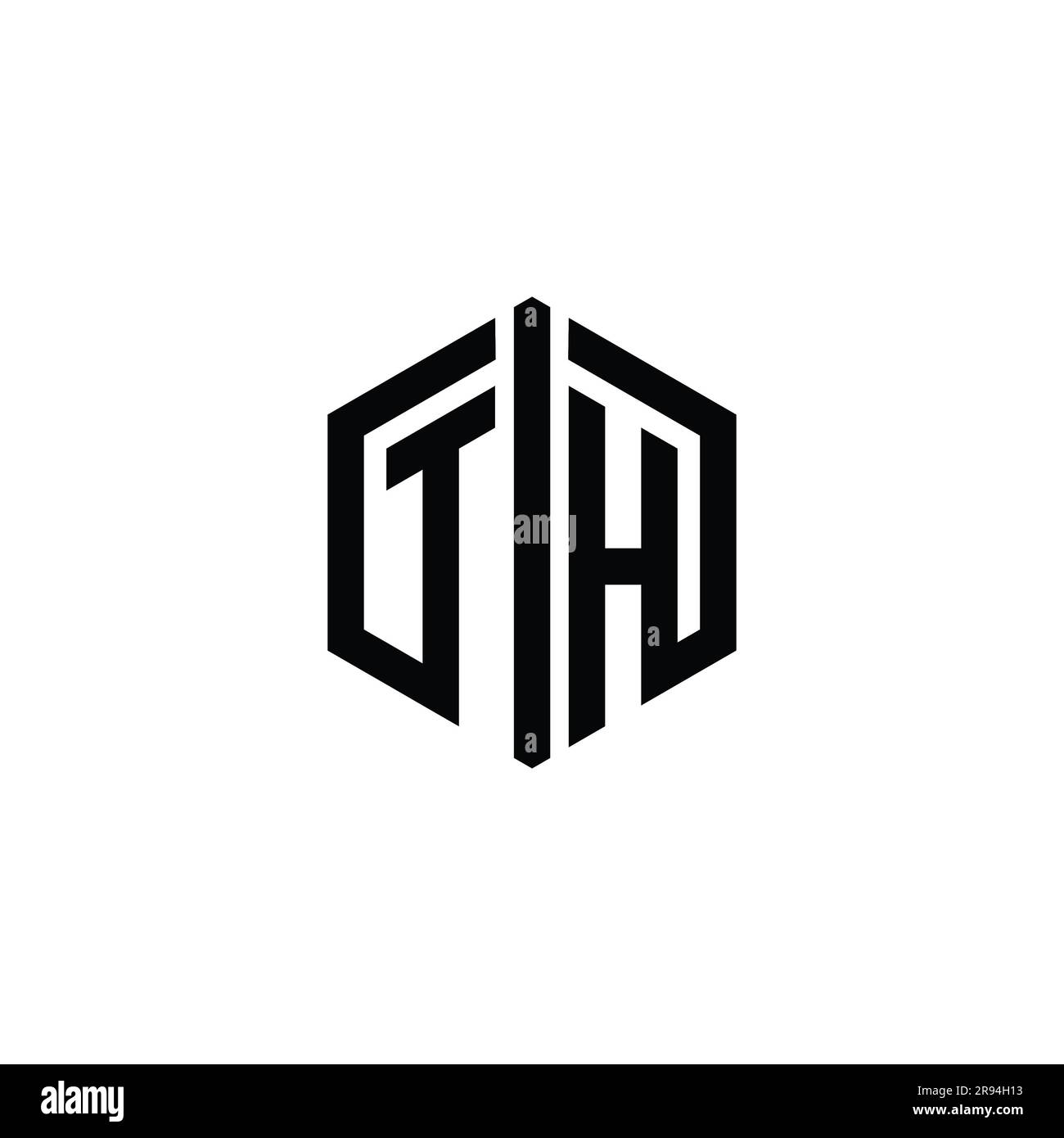 TH Letter Logo monogram hexagon shape with connect outline style design ...