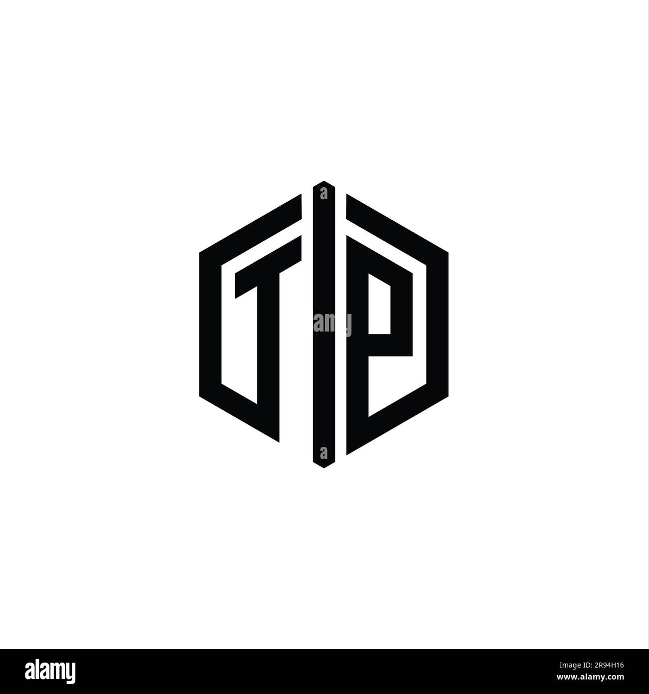 TP Letter Logo monogram hexagon shape with connect outline style design ...