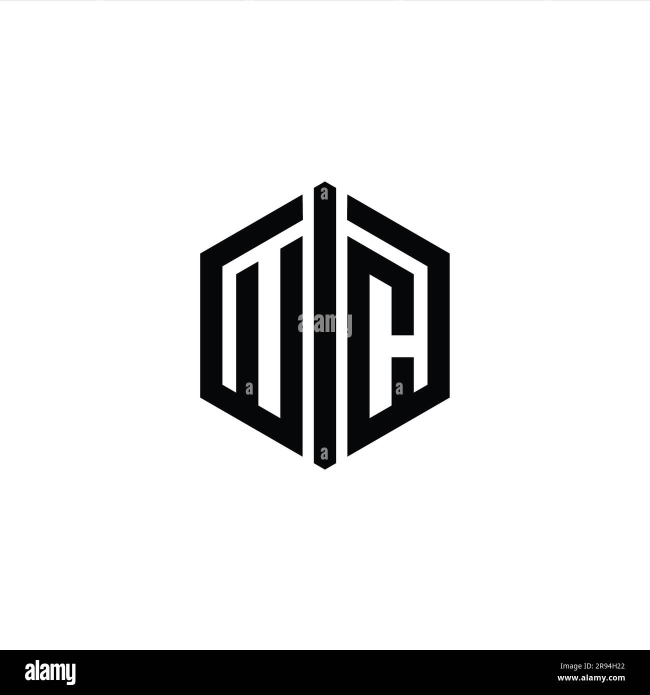 UC Letter Logo monogram hexagon shape with connect outline style design ...