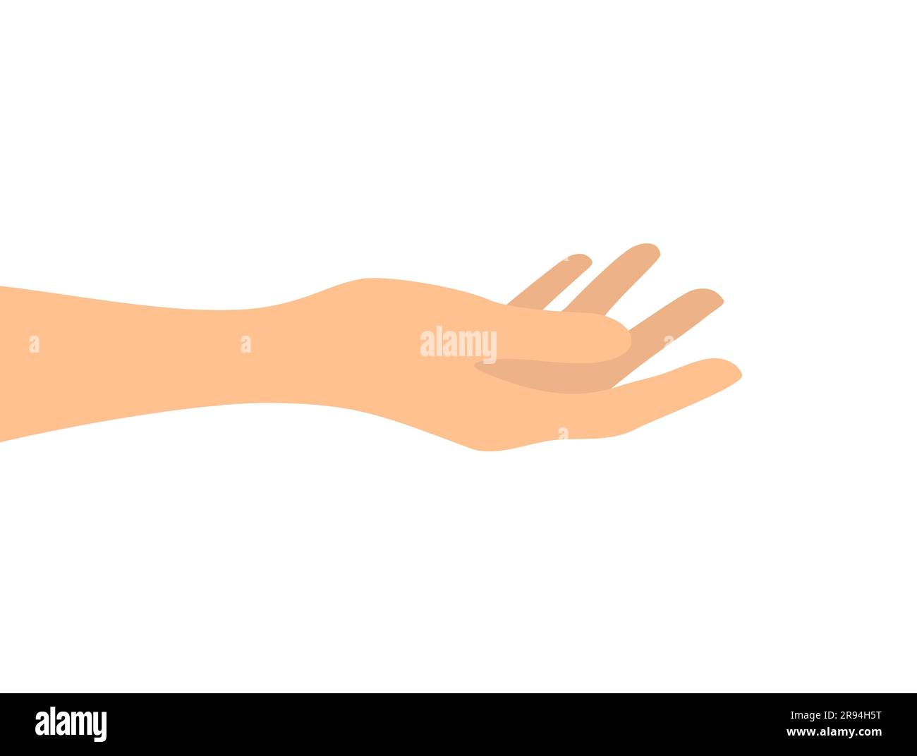 Side view of hand with palm up isolated on white background. Vector ...