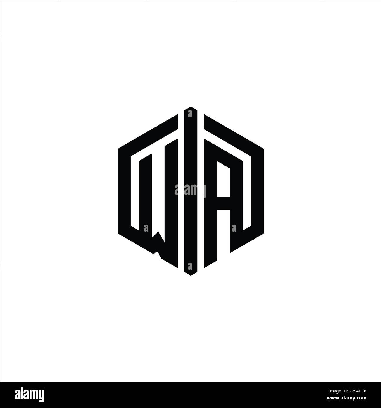 WA Letter Logo monogram hexagon shape with connect outline style design ...