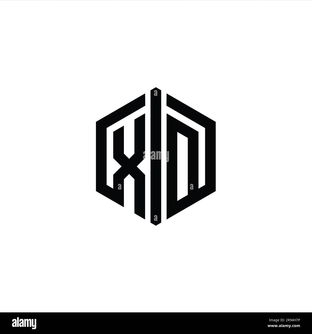 XD Letter Logo monogram hexagon shape with connect outline style design ...