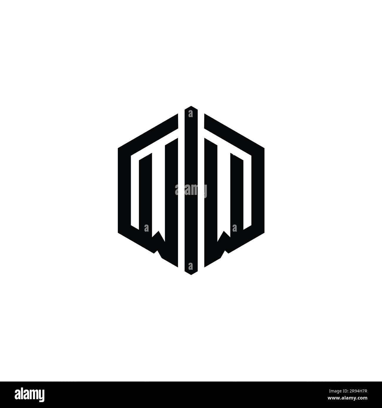 WW Letter Logo monogram hexagon shape with connect outline style design template Stock Photo - Alamy