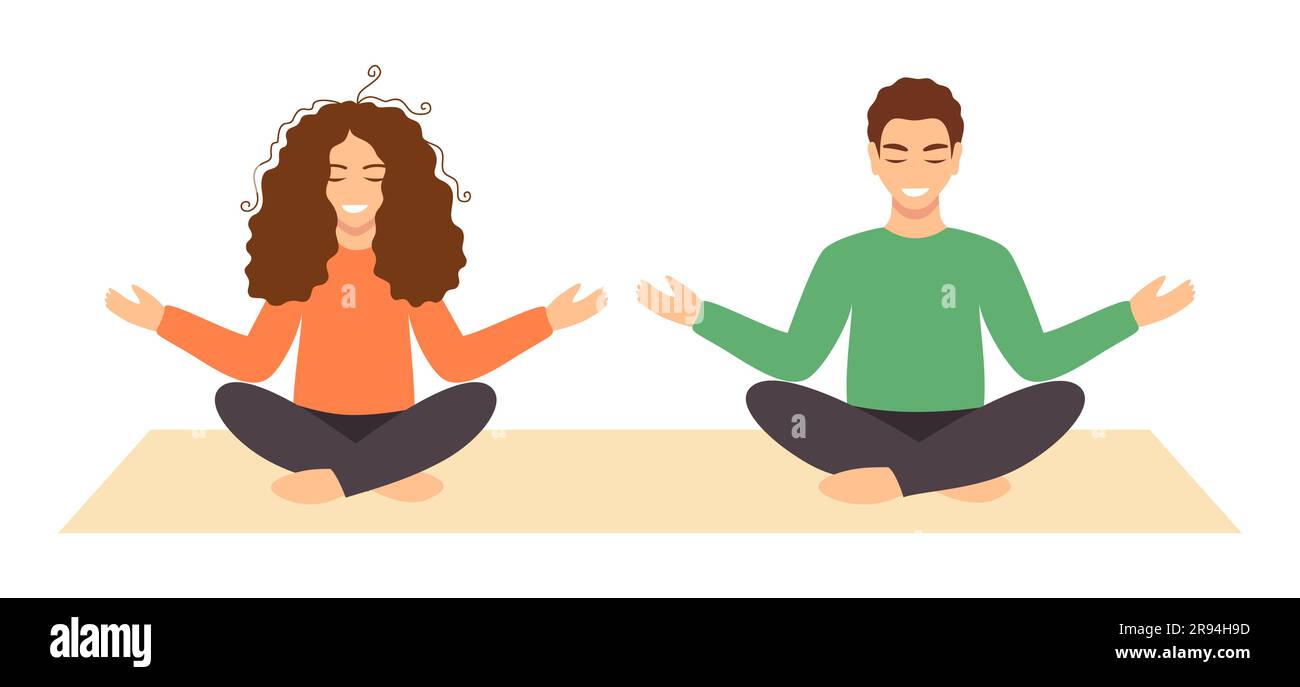 Young caucasian man woman sitting Stock Vector Images - Alamy