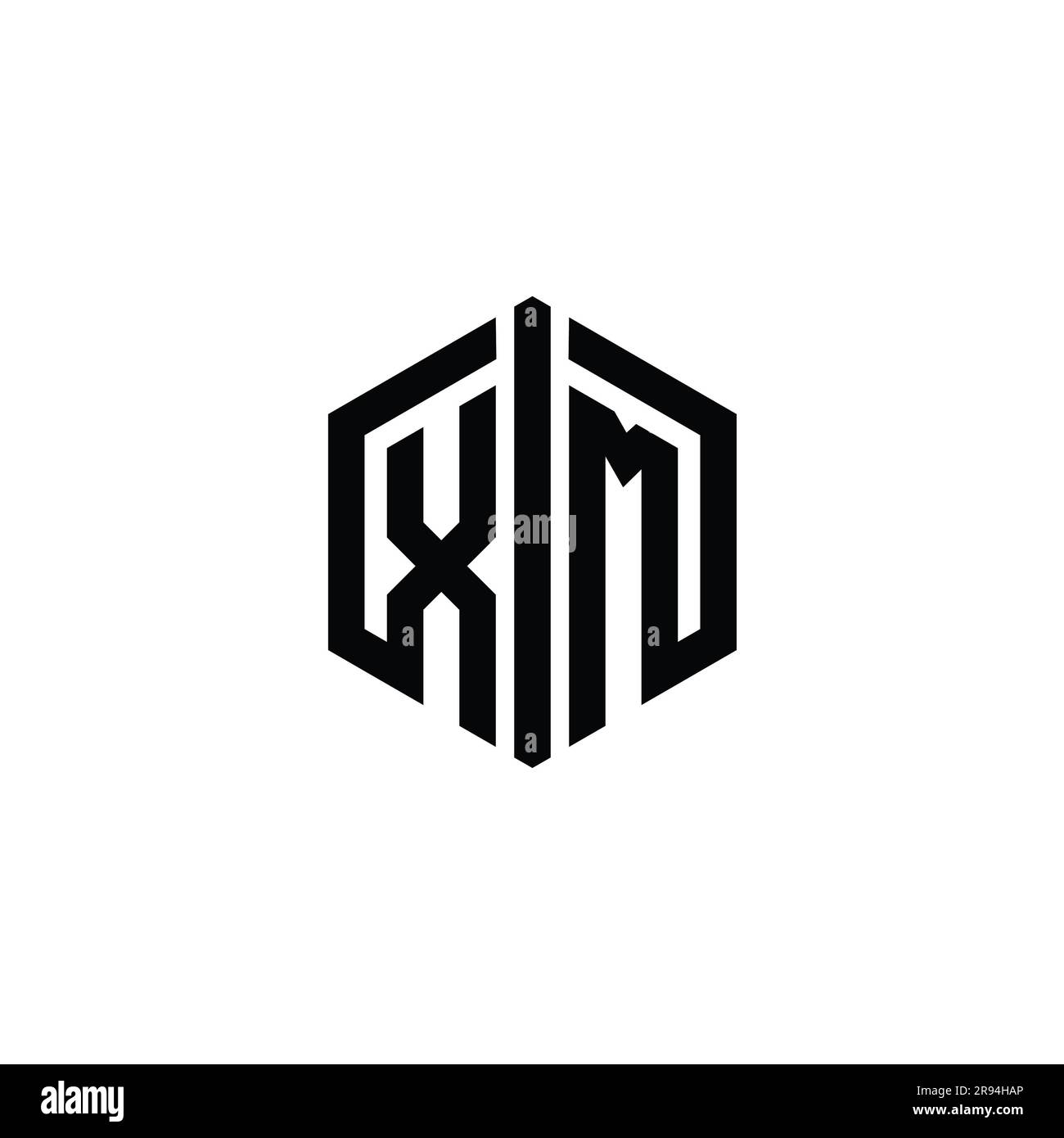 XM Letter Logo monogram hexagon shape with connect outline style design ...