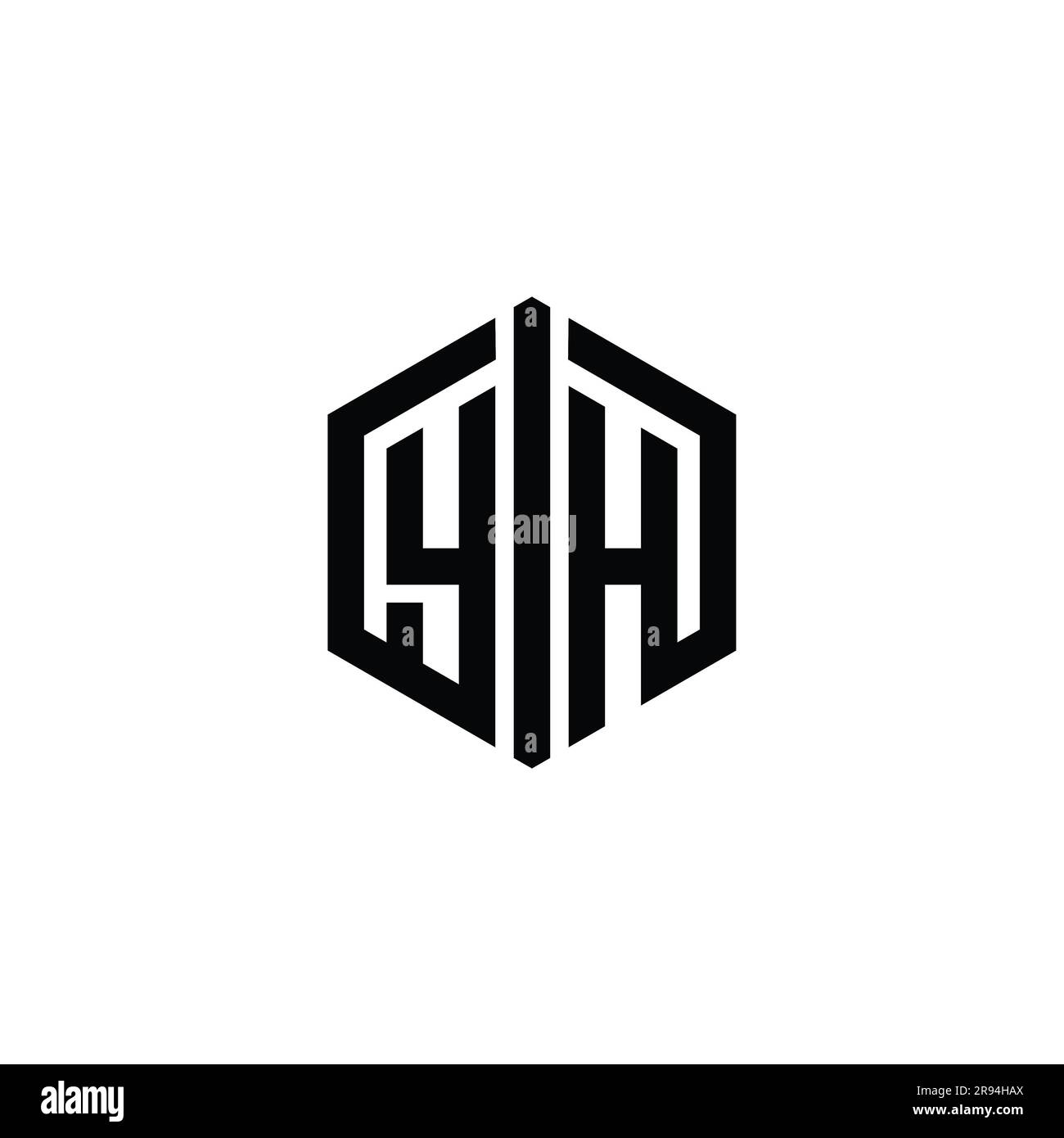 YH Letter Logo monogram hexagon shape with connect outline style design ...